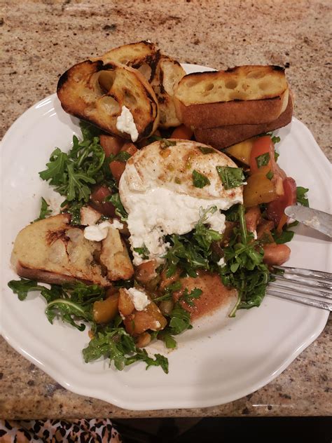 Burrata Marinated Heirloom Tomatoes Basil Garlic Truffle Oil