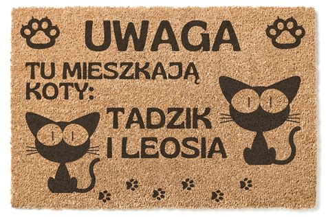 wycieraczka z nadrukiem TU MIESZKAJĄ KOTY imiona Kot Tadzik Cena