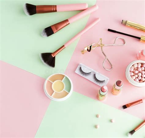 Productos De Maquillaje Cosm Ticos Decorativos En Endecha Plana Del