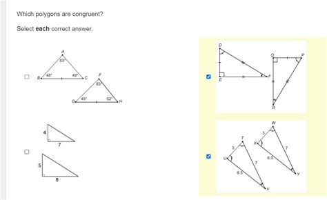 Solved Which Polygons Are Congruent Select Each Correct