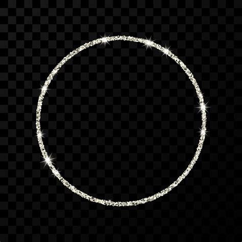 Silver Glitter Frame Circle Frame With Shiny Stars And Sparkles