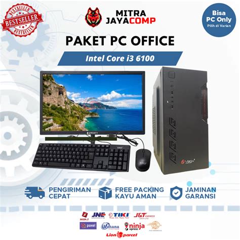 Jual Pc Rakitan Fullset Core I3 6100 Office Ram Ddr4 8gb Hdd Ssd
