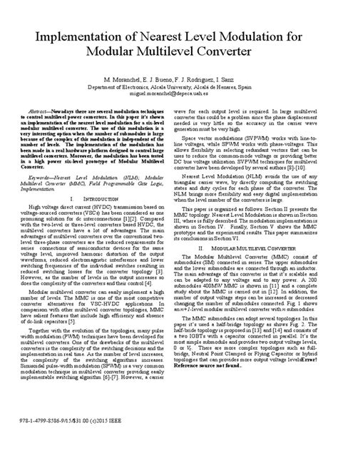 implementation of nearest level modulation for modular multilevel converter pdf electrical