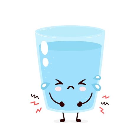 Lindo Vaso De Agua Triste Ilustraci N De Personaje De Dibujos Animados