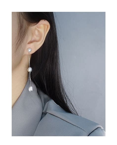 F i n s de água doce pérola s925 prata esterlina longa corrente dangle