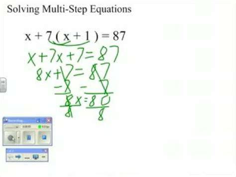 Solving Multi Step Equations Youtube