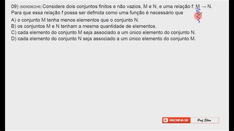 Função Considere dois conjuntos finitos e não vazios YouTube