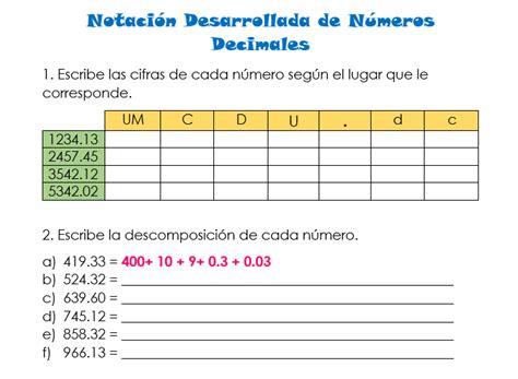 Numeros En Forma Desarrollada
