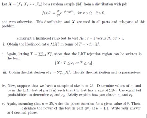 solved let x x1 x2 xn be a random sample iid from