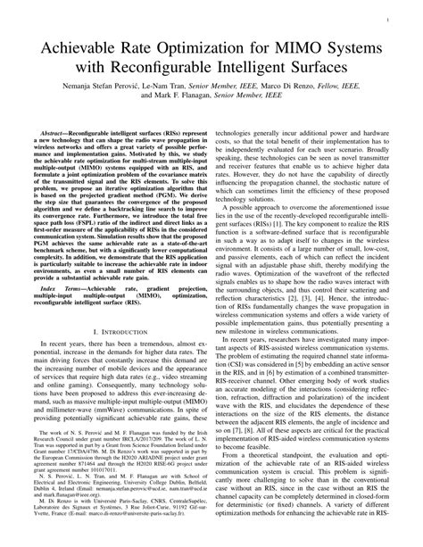 pdf achievable rate optimization for mimo systems with reconfigurable intelligent surfaces
