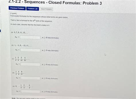 solved 1 point find explicit formulas for the sequences