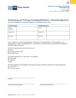 Ausfüllbar Online rhein neckar ihk24 fr Auszubildende im