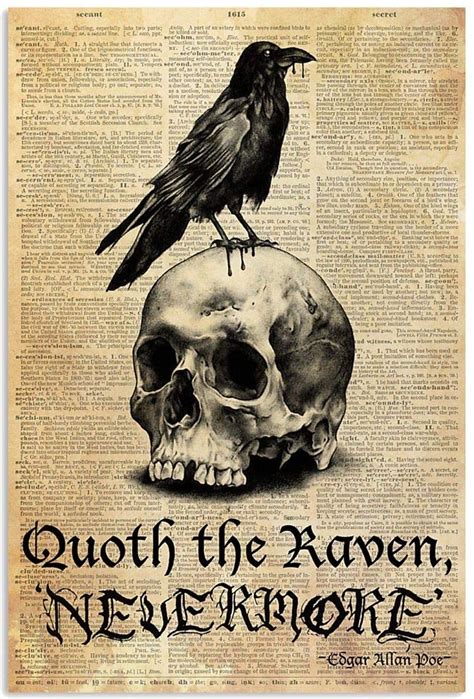 Quoth The Raven Nevermore Crow Standing On The Skull Quoth The Raven
