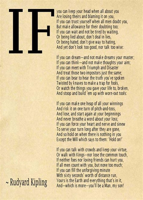 IF Poem Art Print IF Poem by Rudyard Kipling Póster con imagen de