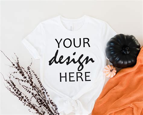 White Bella Canvas 3001 Shirt Mockup Fall T Shirt Mock Up Etsy