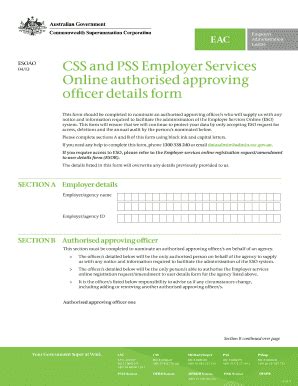 Fillable Online CSS And PSS Employer Services Online Authorised