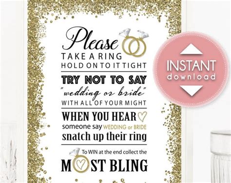Ring Game Printable A008 Don T Say Bride Don T Say Wedding Cinderella