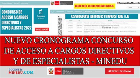 Nuevo Cronograma Concurso De Acceso A Cargos Directivos Y De