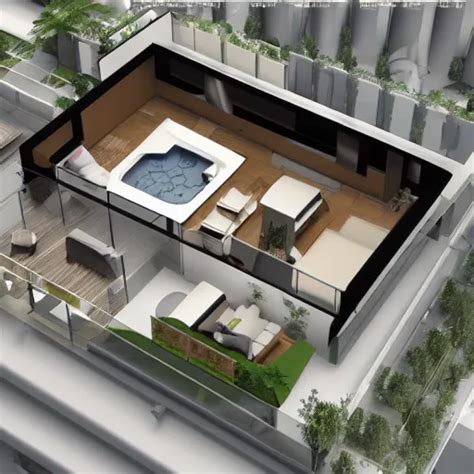 Large Penthouse Luxury 3d Render Blender Floorplan Stable Diffusion