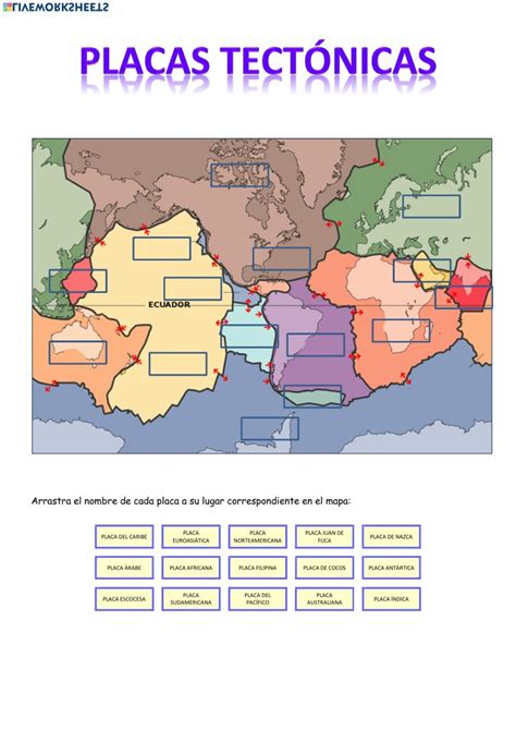 Ejercicio de Placas tectónicas Tectonica de placas Enseñanza de la