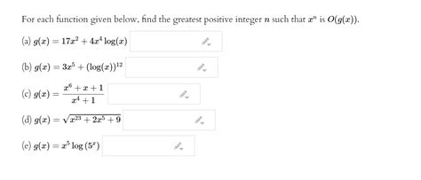 solved for each function given below find the greatest