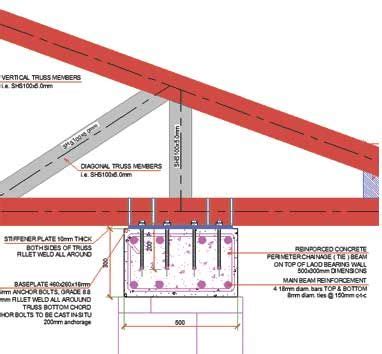 Roof Steel Truss Supported On Masonry Wall With Concrete Chainage Beam