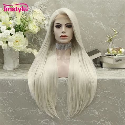 Imstyle Platin Blonde Per Cke Lange Synthetische Spitze Front Per Cke