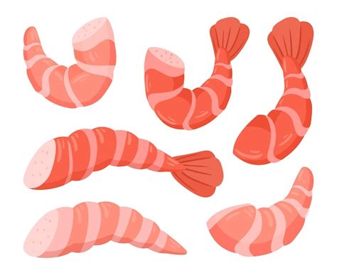 Premium Vector Cartoon Shrimps Seafood Boiled Tiger Or King Shrimps