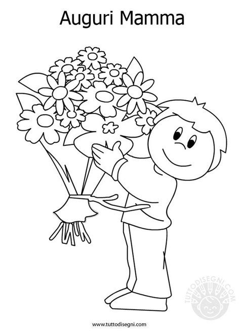 Disegni Festa Della Mamma Bambino Con Fiori TuttoDisegni