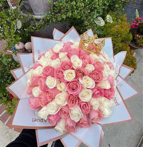 Pink Roses Bouqet Ramo Buchon Roses White Roses Birthday Flowers
