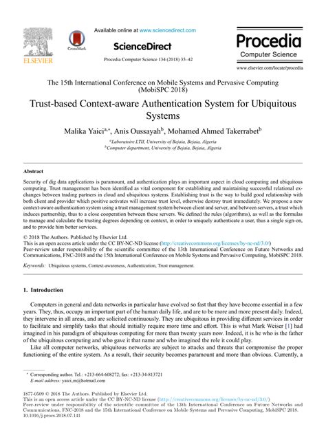 pdf trust based context aware authentication system for ubiquitous systems