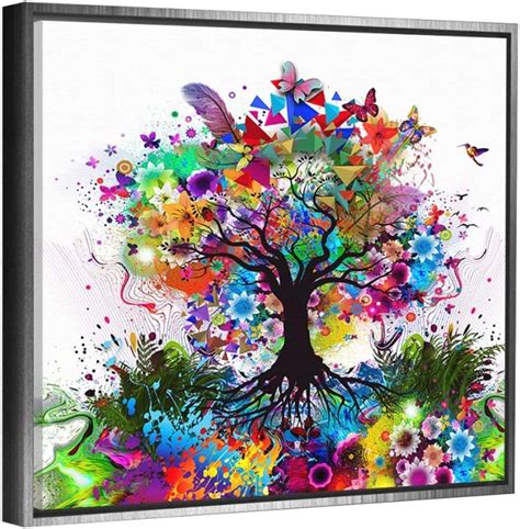 Cuadro Decorativo Arbol De La Vida Colores Abstracto Moderno Cuadro