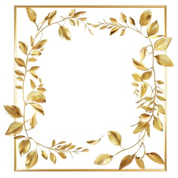 Rectangular Double Golden Frame With Foliage Rame Frame Leaf PNG