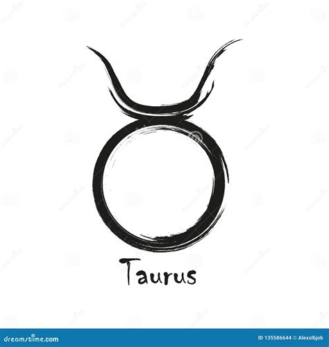 Zodiac Sign Taurus Brush Hand Drawn Circle Taurus Zodiac Sign Hand