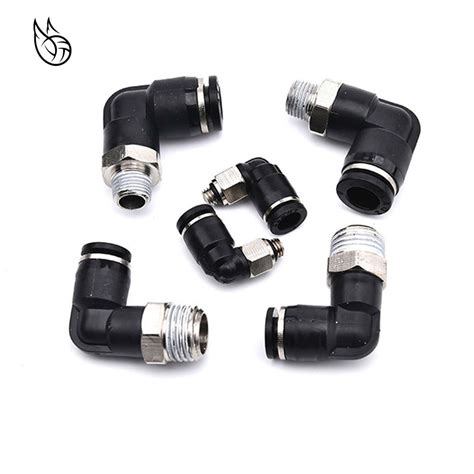 Siyah 4 6 8 10 12mm tüp pnömatik boru konnektörleri dirsek hızlı