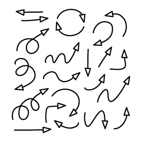 Conjunto De Flecha Vectorial Dibujada A Mano Vector Premium