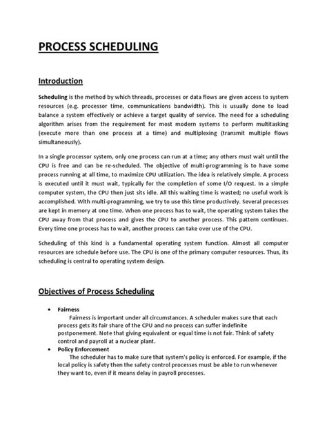 process scheduling report pdf scheduling computing process computing