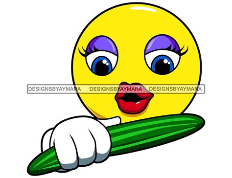 Sexy Face Emoji Girl Cucumber Message Cartoon Tattoo Ink Art Etsy