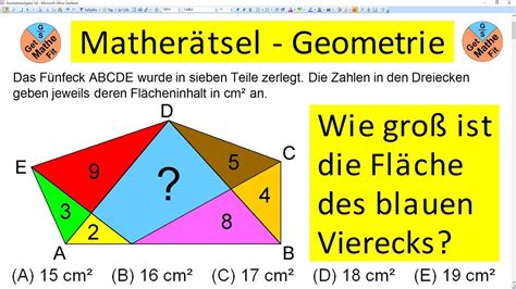 Matherätsel Geometrieaufgabe Wie groß ist Fläche des blauen
