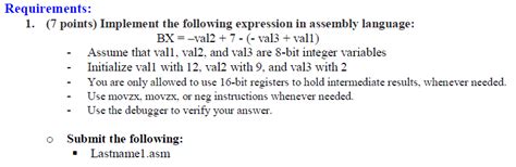 solved requirements 1 7 points implement the following