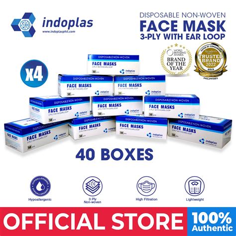 Indoplas Disposable Face Mask Ply With Earloop Boxes Pcs