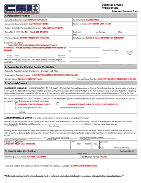 Fill Free Fillable CSI Background Screening PDF Forms
