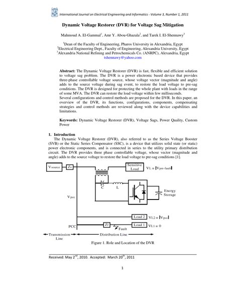 pdf dynamic voltage restorer dvr for voltage sag mitigation