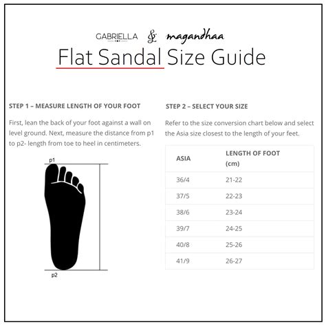 Size Guide Flat Sandal Gabriellaspick