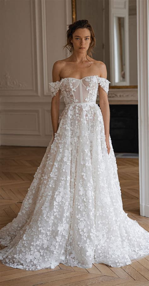 50 Wedding Dress Trends 2023 A Line 3D Floral Applique Sleeveless