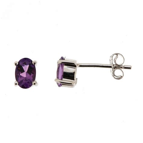 Boucles D Oreilles Am Thyste Ovale X Mm En Or Blanc Ref