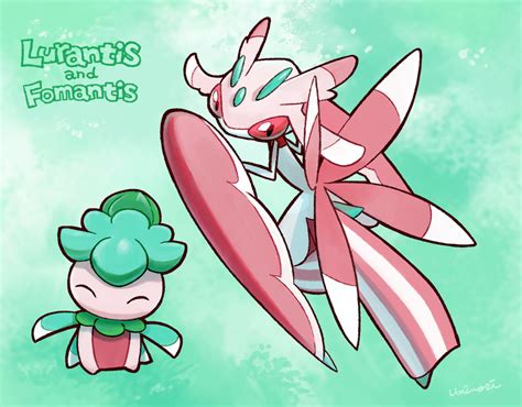 Lurantis And Fomantis Pokemon Drawn By Uninori Danbooru