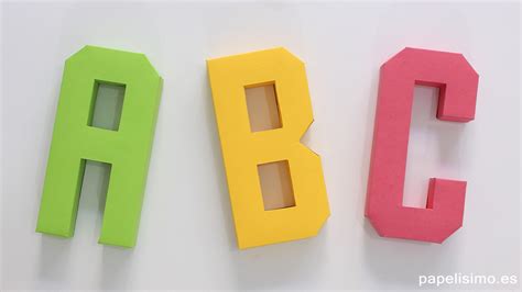 Cómo hacer letras 3D de papel o cartulina Abecedario A Z PAPELISIMO