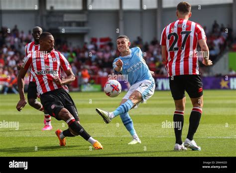 Phil Foden 47 Of Manchester City Shoots On Goal During The Premier