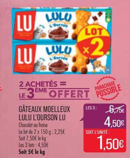 Promo Gâteau Moelleux Lulu L ourson Lu chez Match iCatalogue fr